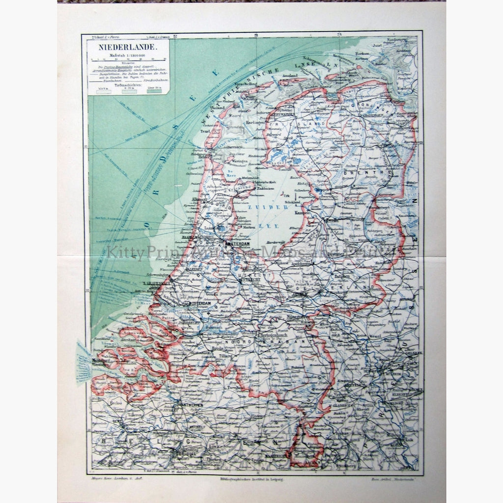 Antique Map, Niederlande, 1905 – KittyPrint