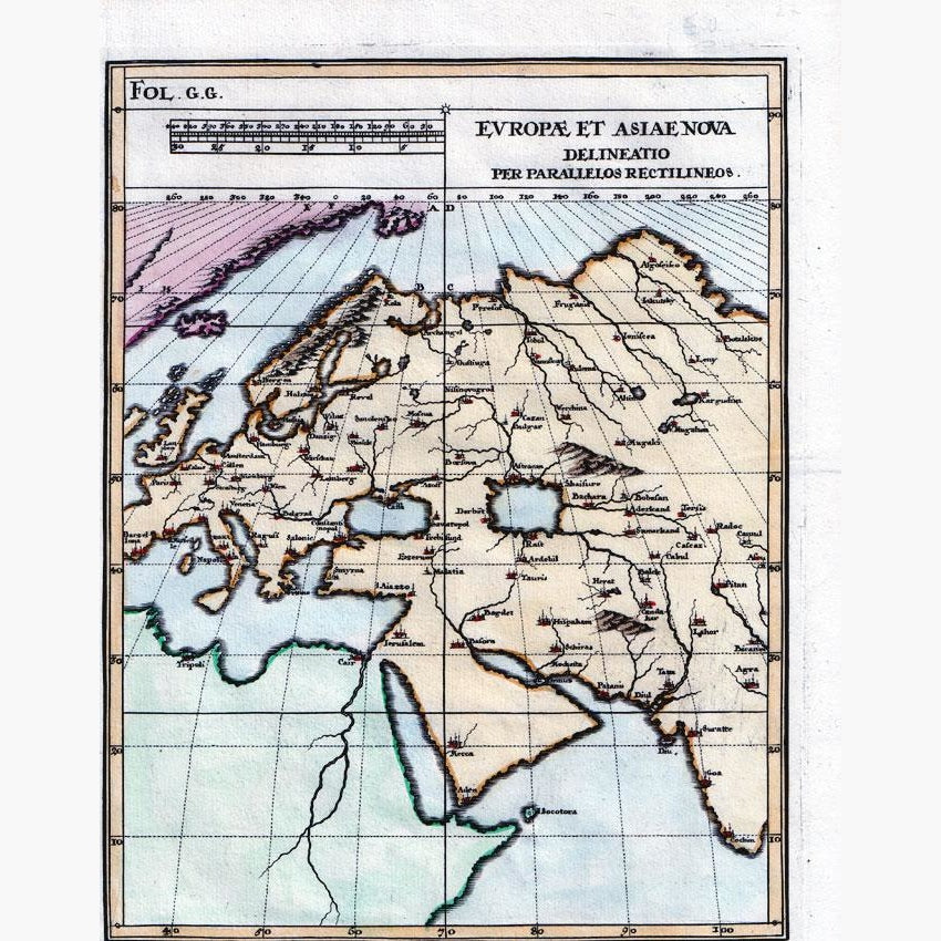Antique Map, Europe and Asia, Heinich Scherer, 1710 – KittyPrint
