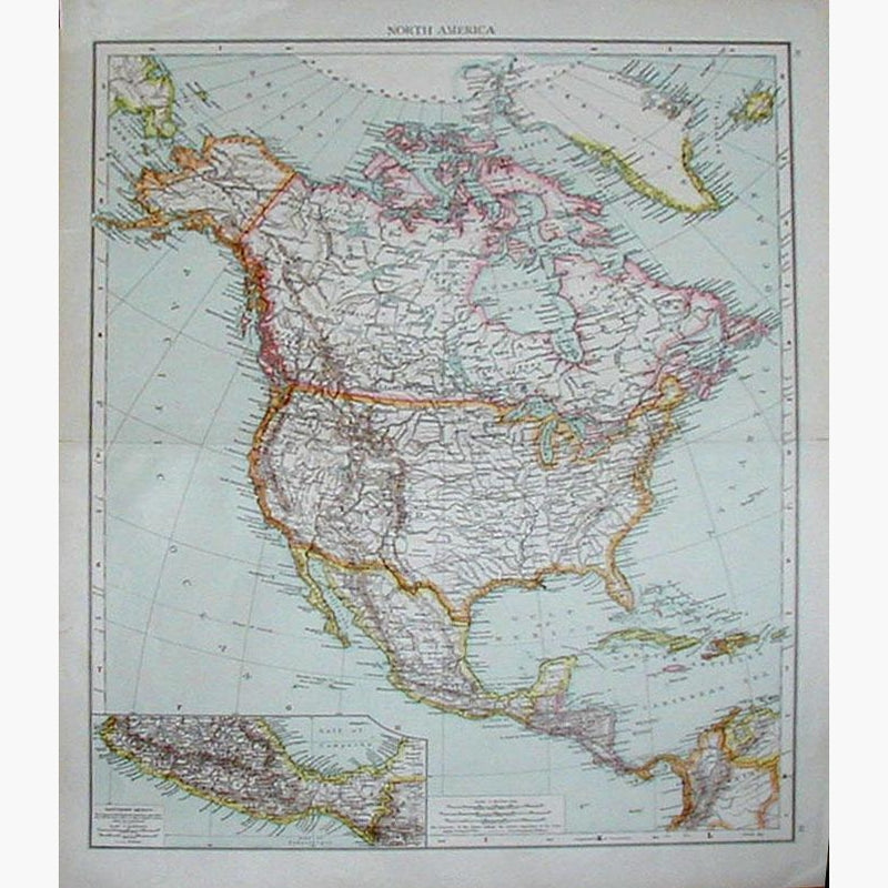 Antique Map, North America & Mexico, 1890 – KittyPrint