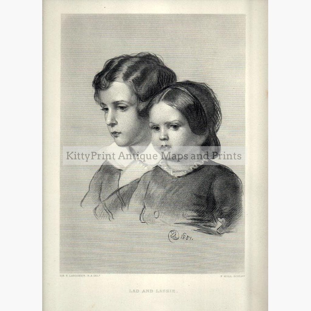 Antique Print, Lad and Lassie, 1860 – KittyPrint